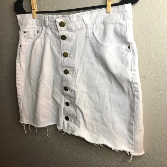 Skirts | 3 For 25y2k Aesthetic Button Down White Denim Goth Emo Mini ...